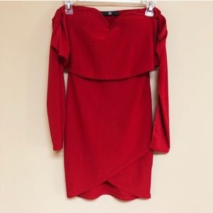Missguided | Dresses | Misguided Red Off The Shoulder Dress | Poshmark